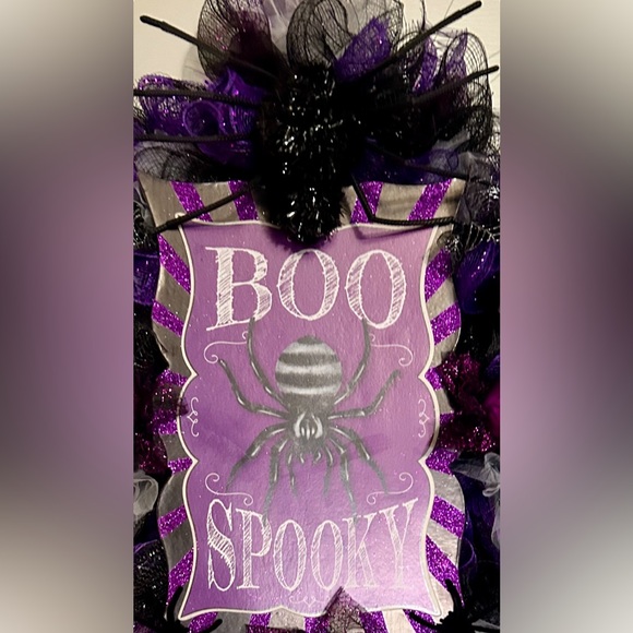 Original | Holiday | Handmade Halloween Boo Wreath Spiders On A Boo ...